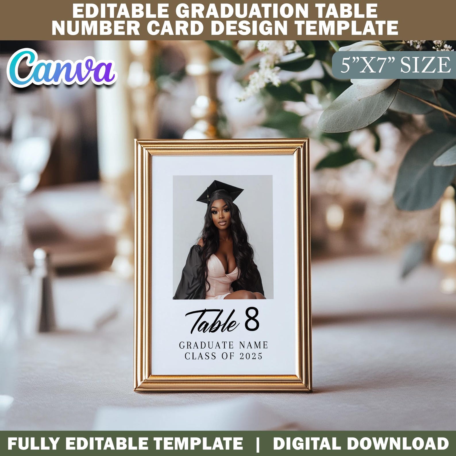 Editable Graduation Table Number Card Design Template, Simple Grad ...