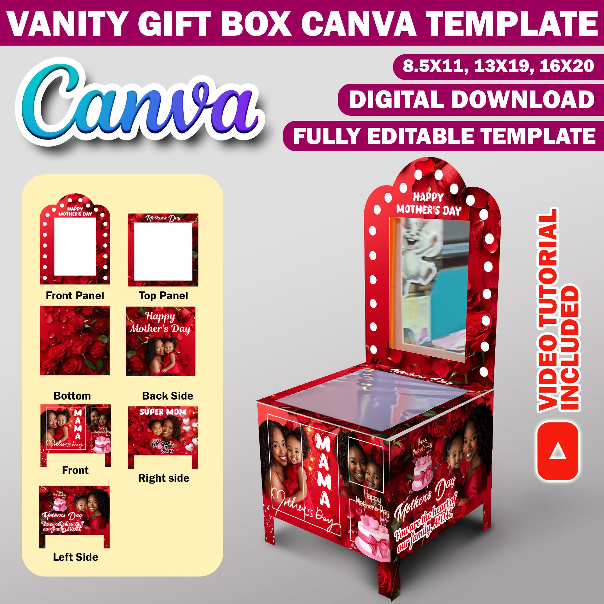 6X Mother's Day Vanity Gift Box Bundle Canva Template, Foam Board ...
