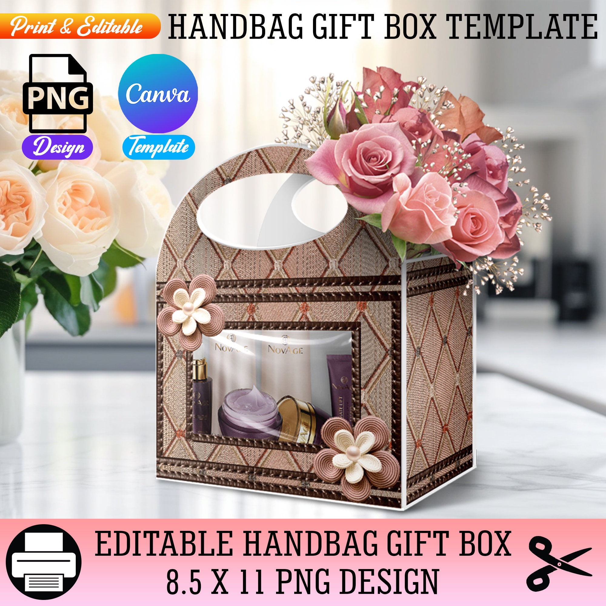 Designer Handbag Gift Box Template, Handbag Gift Box, Canva Luxury ...