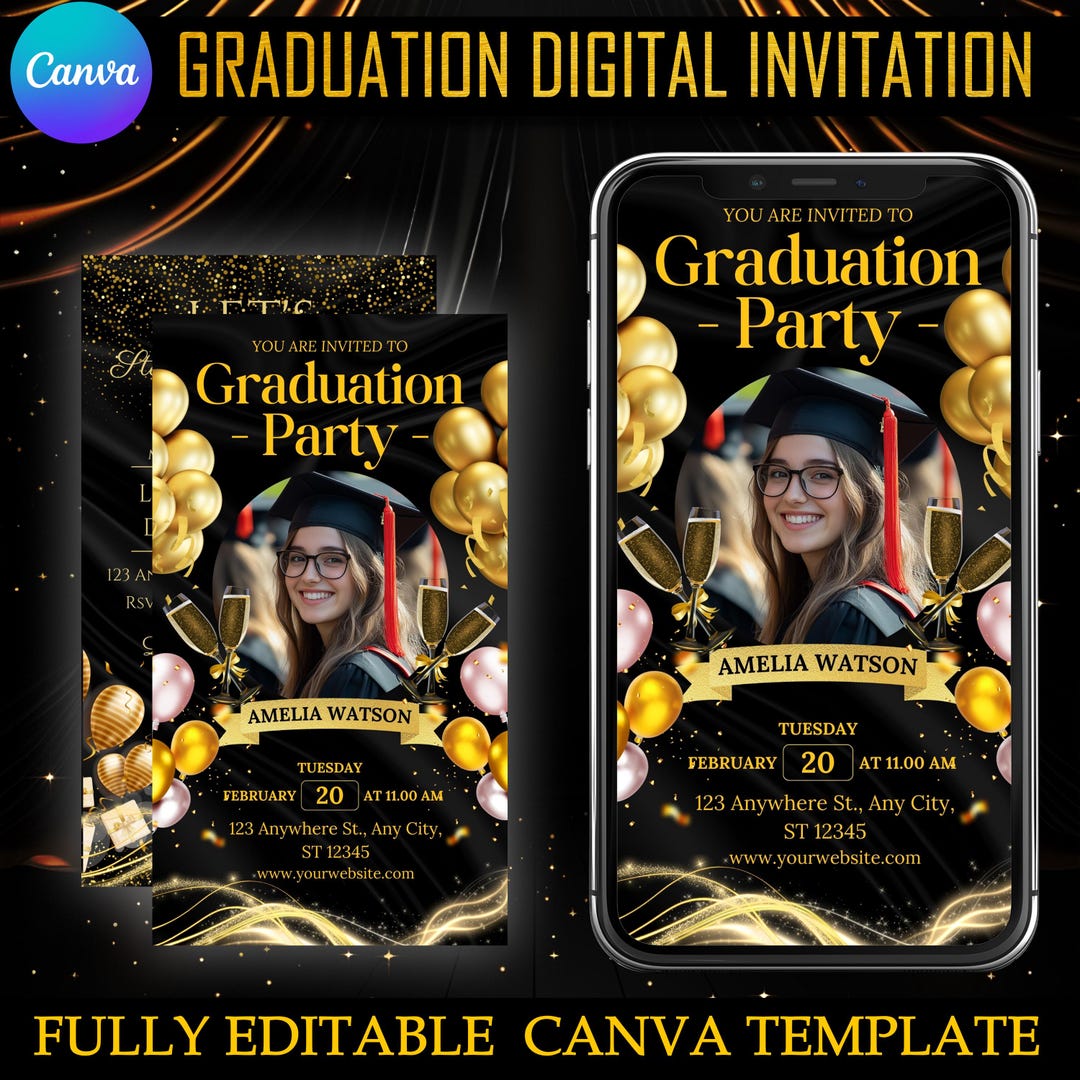 Photo Graduation Ceremony Party Invitation, Grad Announcement for ...