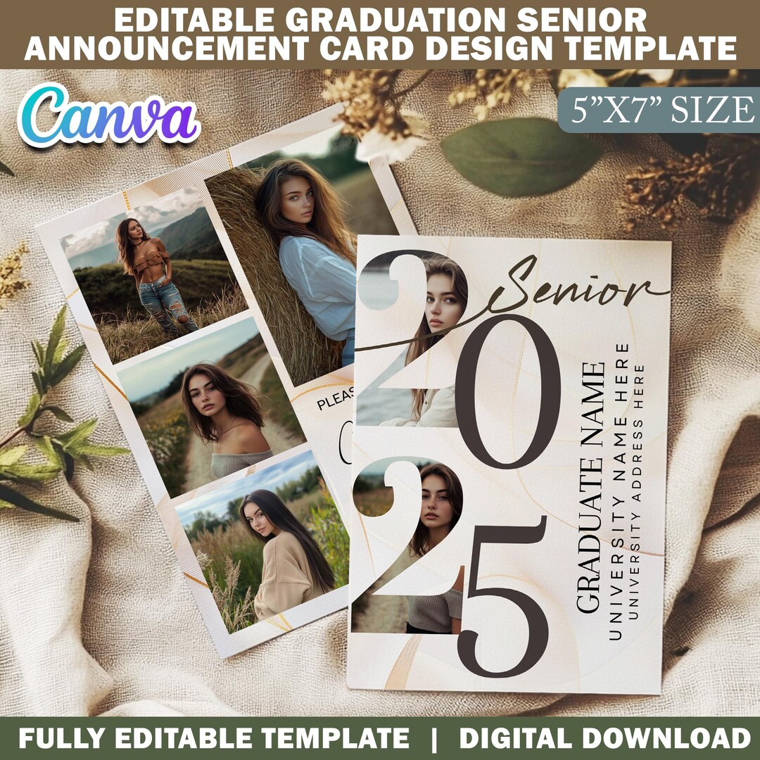 Editable Modern Graduation Announcement Card, Graduation Party Invite ...
