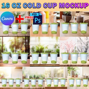 Canva 16oz Cold Cup Mockup, 16oz Mini Cup Mockup, Insert Your Design ...