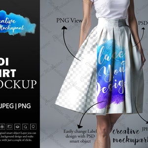Midi Skirt Mockup | Change Background, Add Your Own Design via Photoshop Smart PSD Object ...