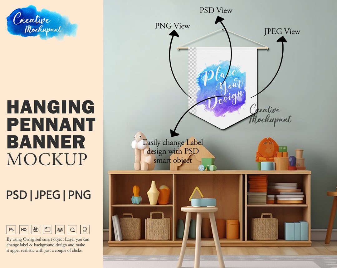 Hanging Pennant Banner Mockup | Custom Quote Banner | Custom Pennant ...