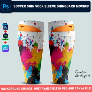 Dye Sublimation Soccer Shin Guard Mockup, Football Shin Pad Mockup ...