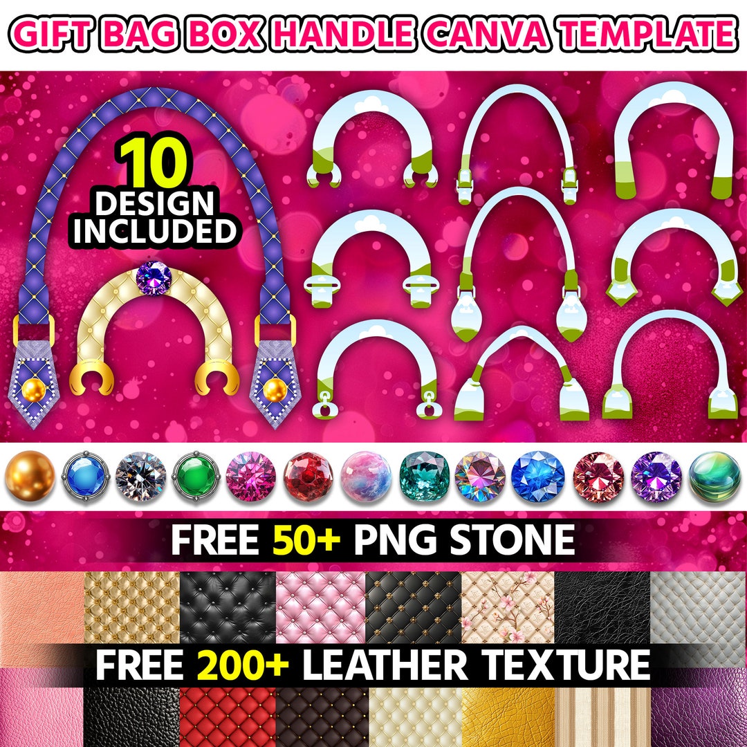 10x Gift Bag Box Handle Design Bundle Template, Easy Drag & Drop Canva ...