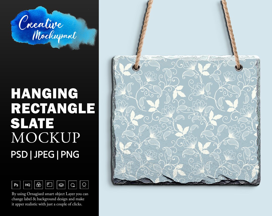 Hanging Rectangle Slate Mockup for Sublimation | Add Your Own Image and ...
