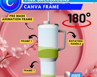 Rotating 40oz Tumbler, Canva Preset Mock up Template 180 Degree Turn ...