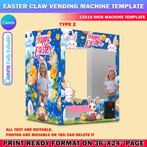 Canva Claw Easter Vending Machine Template 2 | 13 X 19 Blank Template | 50 Claw Panel PNG ...