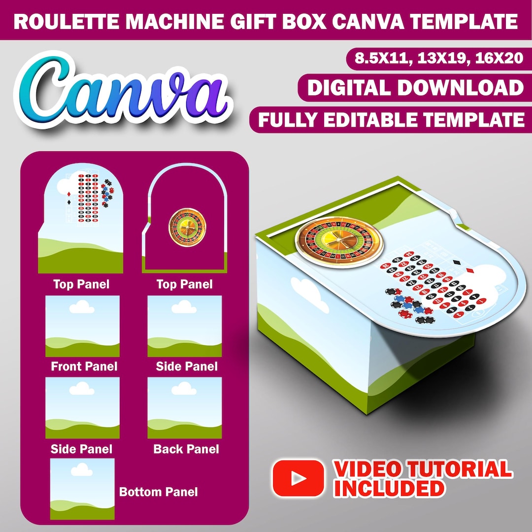Roulette Gift Box Canva Template, Foam Board Father's Day Basket Gift ...