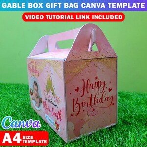 Canva Gable Box Template, Separate Part Canva Editable Party Favor Gift ...