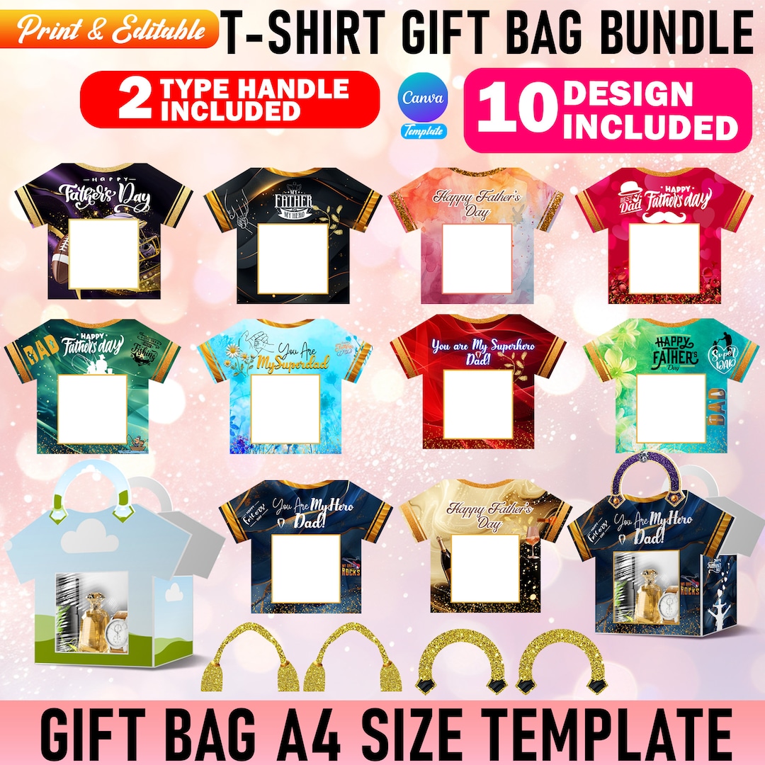 T Shirt Gift Bag Design Template Bundle, Handbag Gift Box, Luxury ...