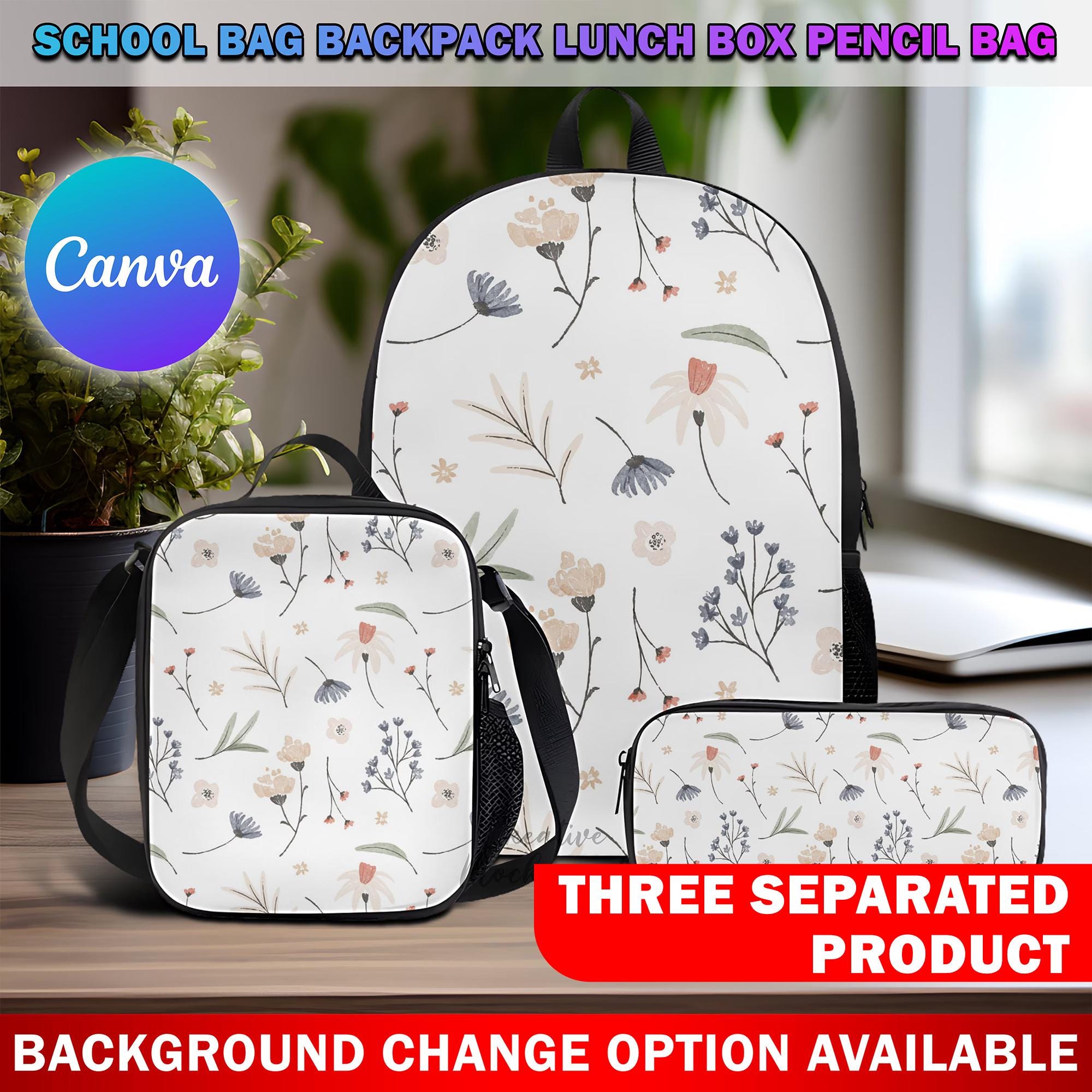 Canva DYE Sublimation School Bag Kit Mockup, Backpack Mockup, Lunch Box ...