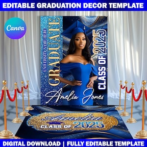Custom Shape Graduation Decor Canva Template Bundle, Name Cutout, Grad ...
