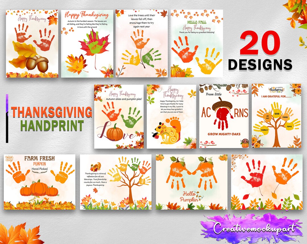 Thanksgiving Handprint Footprint Art & Craft Bundle| 20 Fall Craft ...