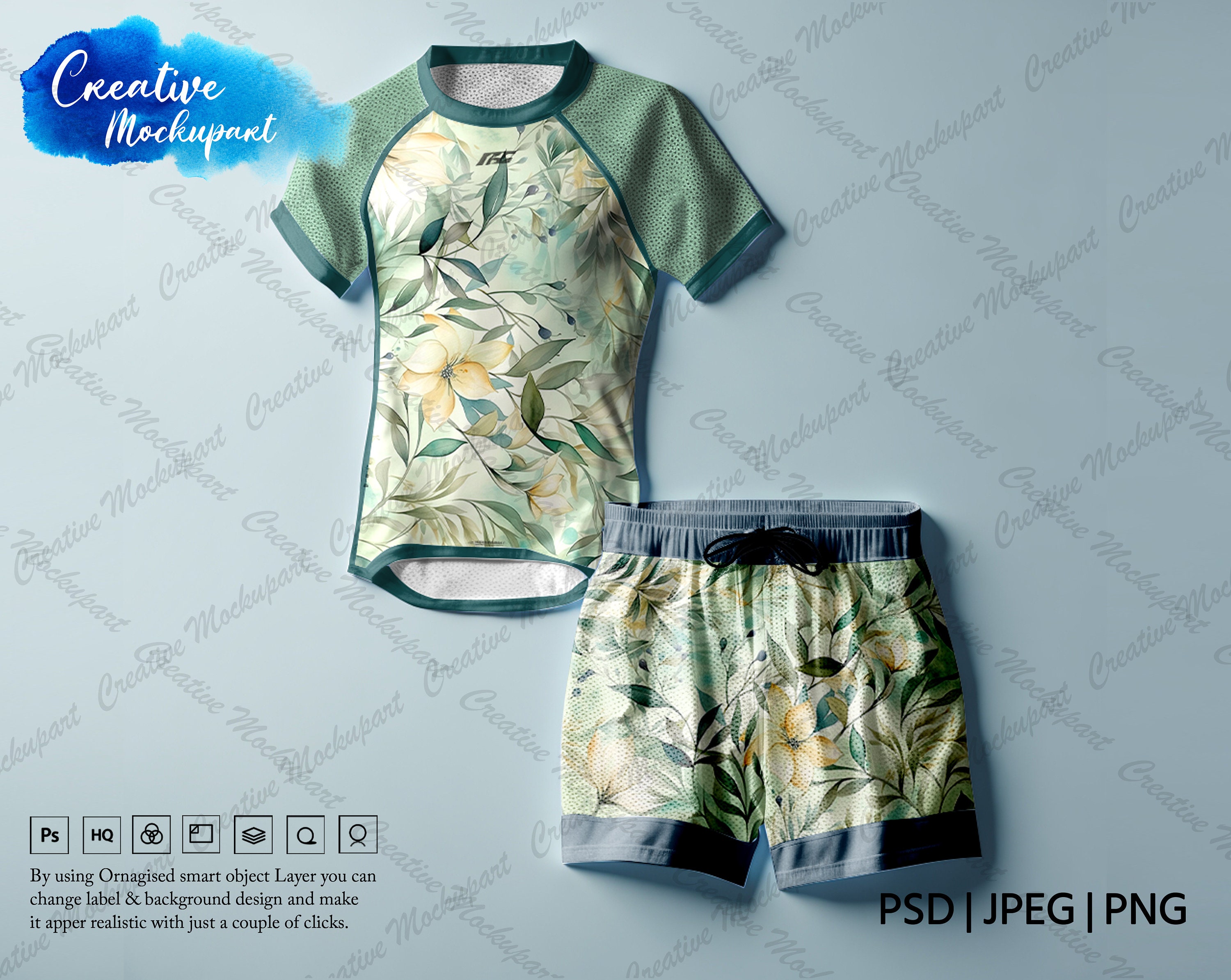 White Rash Guard and Swim Shorts Mockup Summer Fashion - Etsy