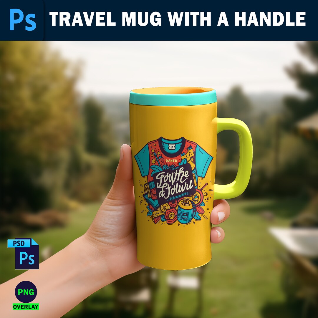 Hand Holding Travel Mug With A Handle Mockup, Hand Holding Travel Mug ...