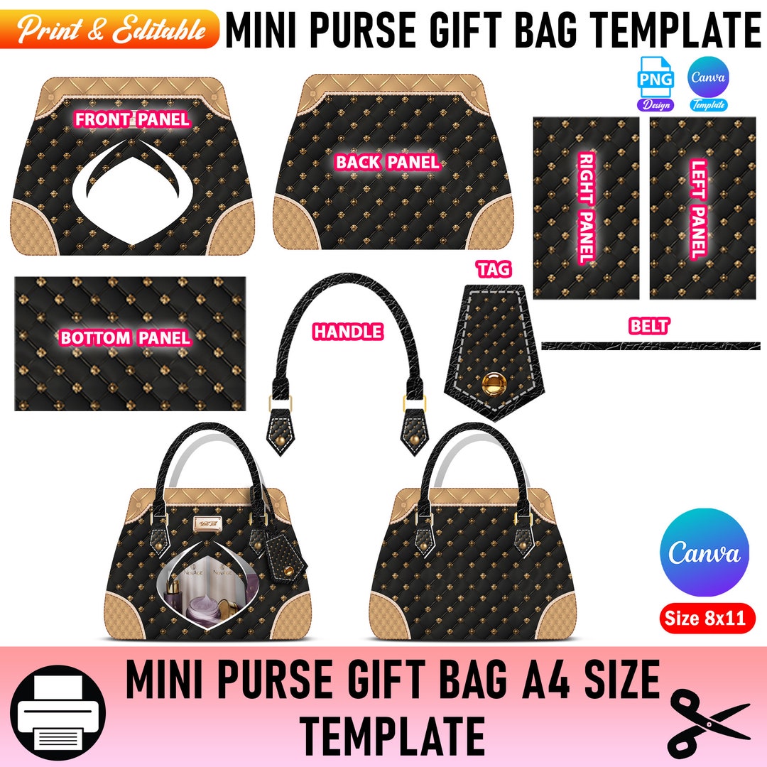 DIY Purse Gift Bag, Designer Handbag Gift Box Template, Luxury Handbag ...