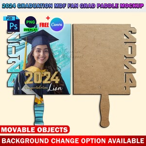 2024 Canva Graduation MDF Fan Mockup, Grad Paddle Mockup for ...