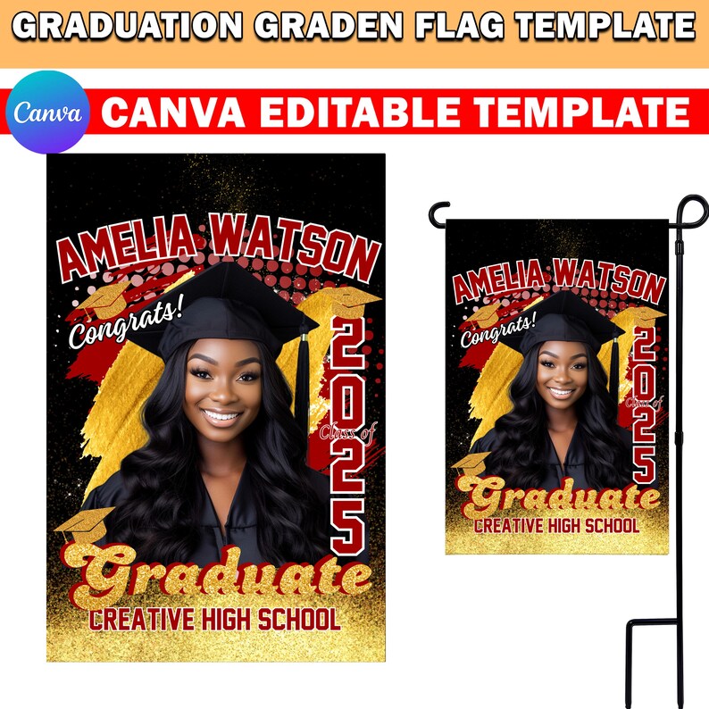 Graduation 2025 Garden Flag Template Bundle, 12x18 Graduation Flag ...