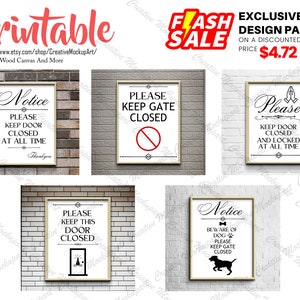 Please Keep Door Closed All the Printable Sign, Dog Safety Keep Door ...