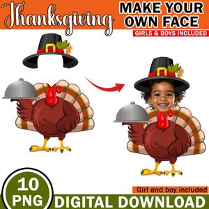 10x DIY Turkey Face Pngs – Add Your Own Face Thanksgiving Craft for ...