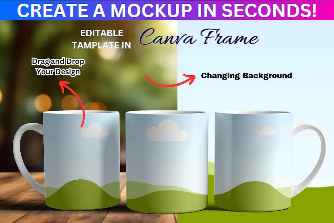 Canva Frame 15oz Mug Full Warp Mockup | Dye Sublimation 15oz Mug Full ...