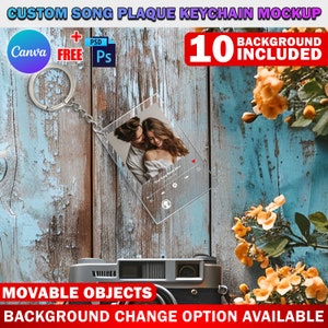 Canva Custom Song Plaque Keychain Mockup, Personalized Photo Music ...