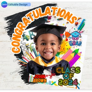 Class of 2024 Kids Graduation Template, Digital Download, Grad Flyer, T ...