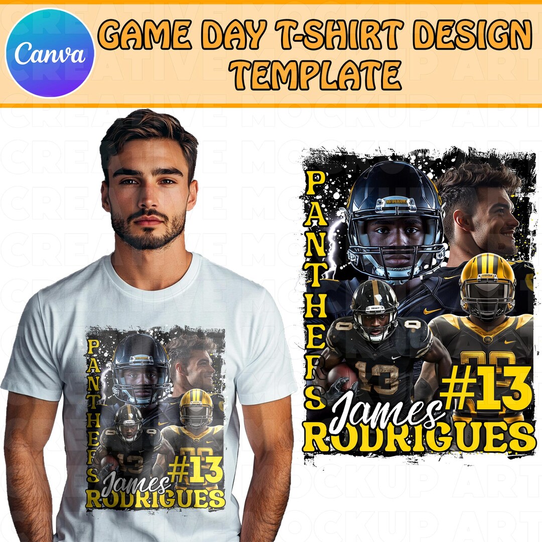 Editable Football Game Day T Shirt Template, Football T Shirt Design ...