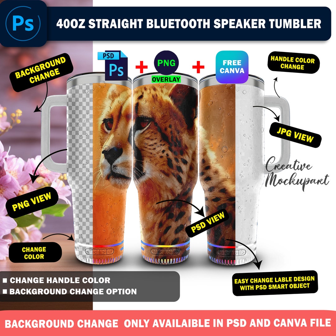 40oz Speaker Tumbler Mockup, 40oz Bluetooth Speaker Tumbler Mockup, Add ...