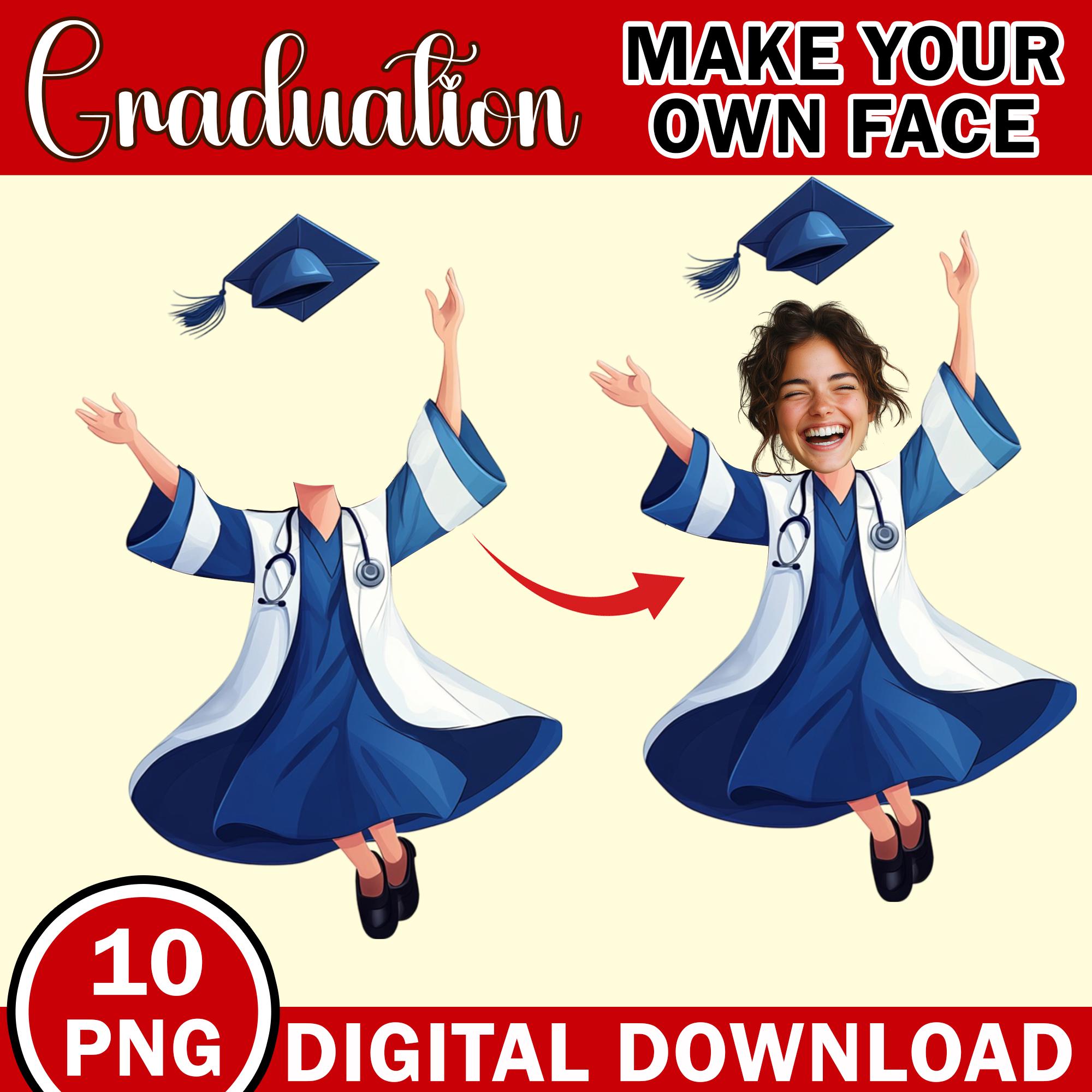 DIY Nurse Graduate Yourself PNG, Graduation Add Your Own Photo Face ...