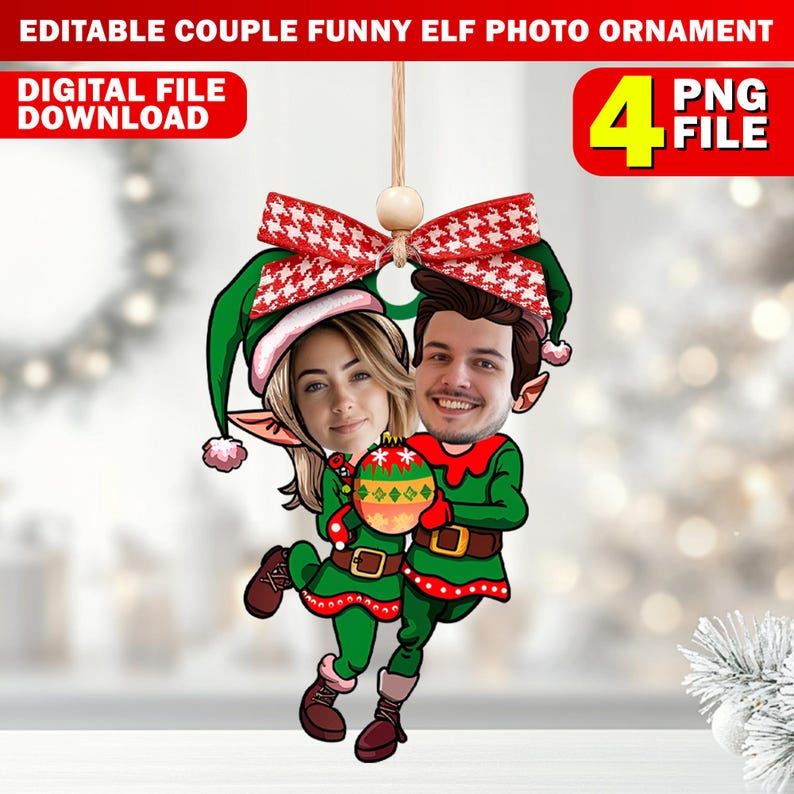 Christmas Add Your Own Personalized Couple Funny Elf Photo Ornament ...