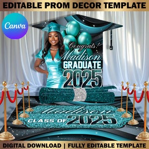 Custom Graduation Decor Canva Template Bundle, Name Cutout, Black ...