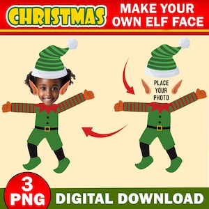 Christmas Add Your Own Photo Face, DIY Elf Yourself PNG Bundle, Elf ...