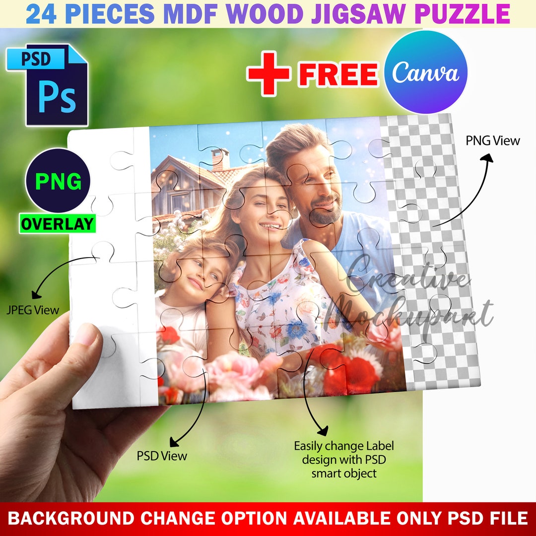 Dye Sublimation 24 Pieces Hand Holding Wood MDF Puzzle Mockup, Jigsaw ...