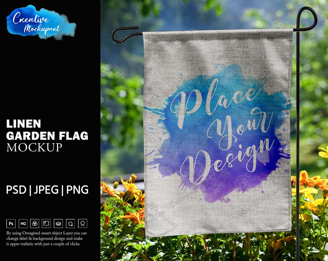 Dye Sublimation Linen Garden Flag Mockup | Customizable Garden Flag ...