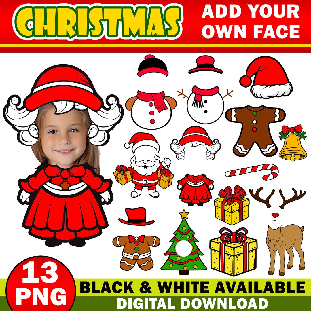 13x Christmas Add Your Own Photo Picture PNG MEGA Bundle, Santa Elf ...