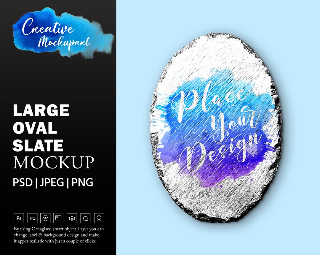 Large Oval Slate Mockup for Dye Sublimation | Change Background, Add ...
