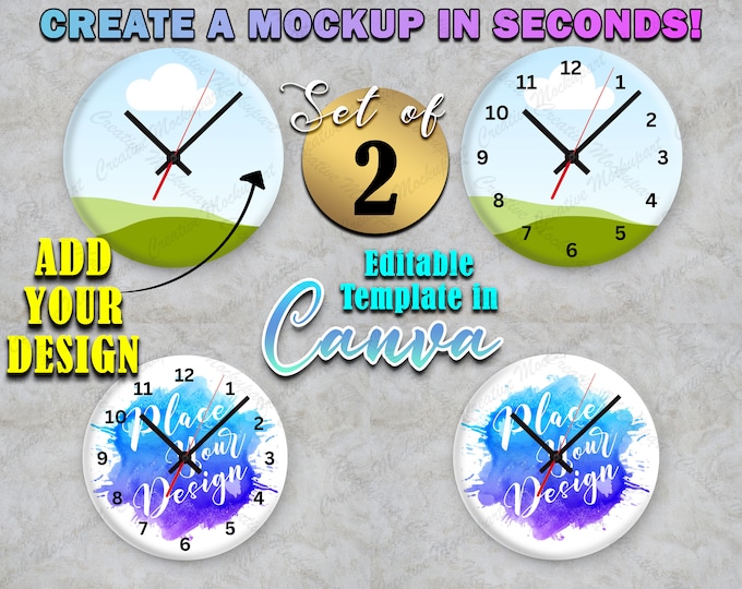 Dye Sublimation Round Glass Clock Mockup | Add Your Own Image and ...