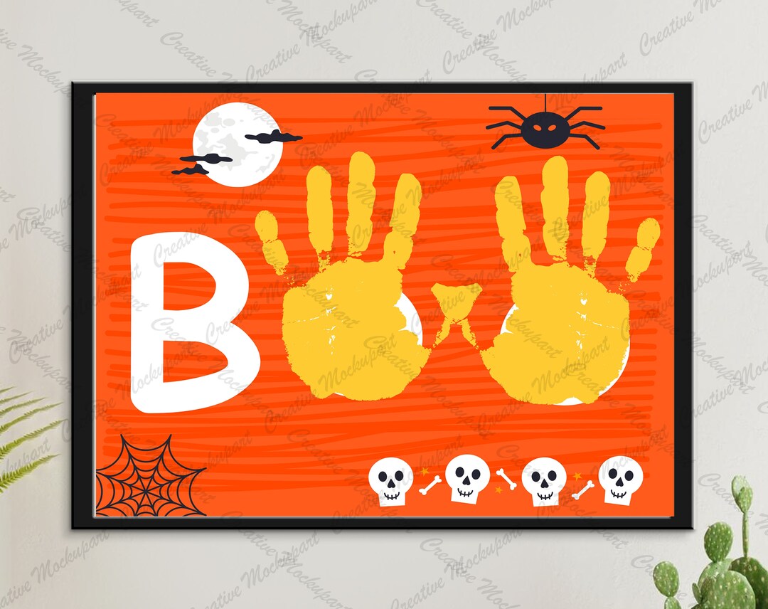 Cute Halloween Ghost Handprint Art & Craft Idea Printable 'BOO' Craft ...