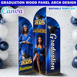 Graduation Wooden Arch Panel Design Canva Backdrop Template, Editable ...