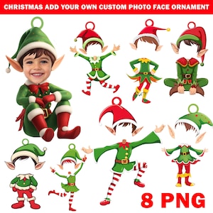 DIY Add Your Own Custom Photo Face Ornament, Christmas Elf Yourself PNG ...
