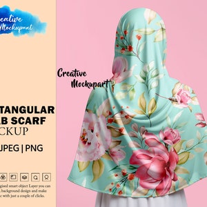 Rectangular Hijab Scarf Mockup | Wrapped Scraf Mockup| Change ...