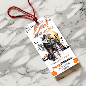 Editable Halloween Favor Tags, Halloween Gift Tag, Ghostly Greetings ...