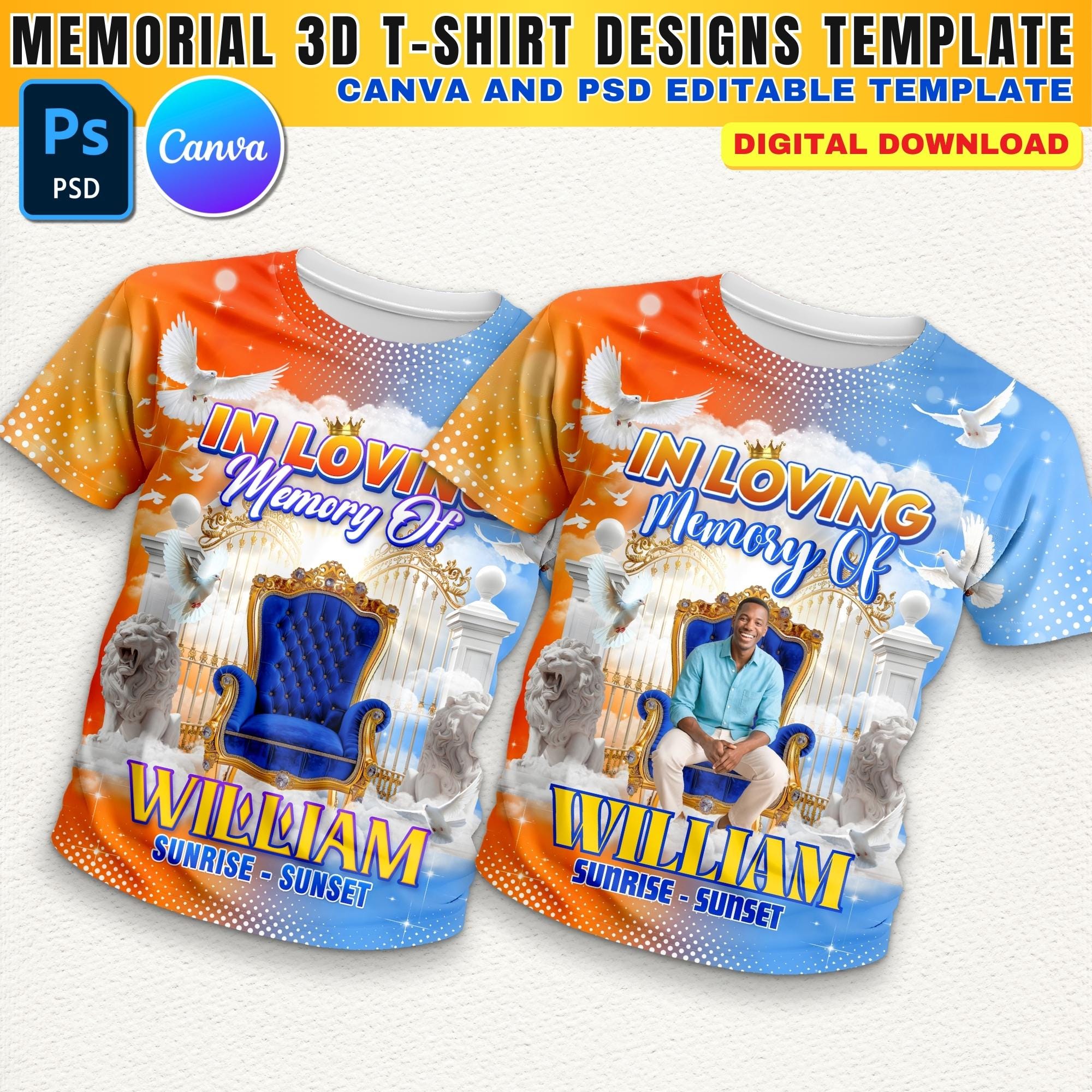 In Loving Memory 3D All Over T-shirt Design, Memorial Orange, Blue T ...