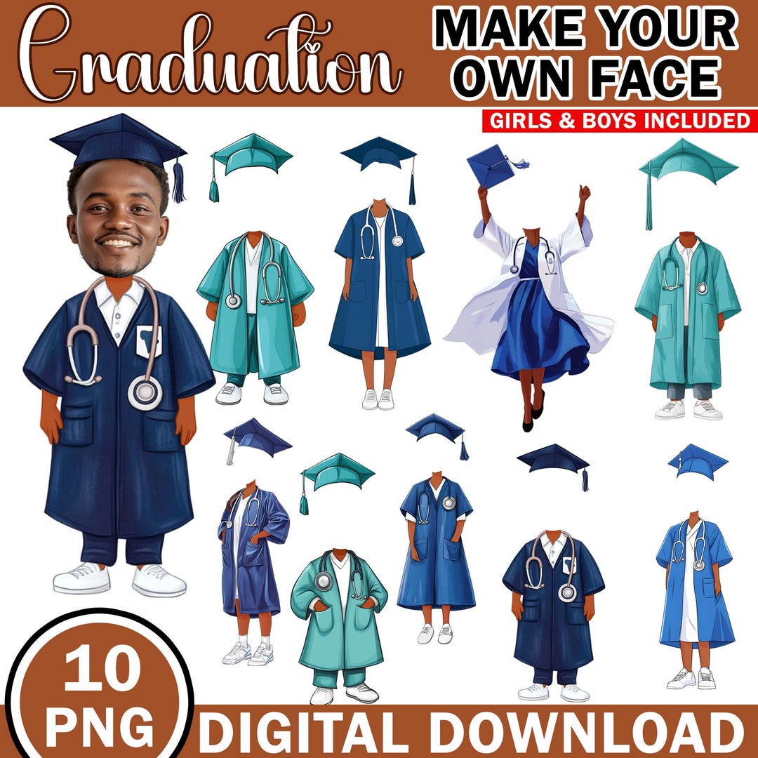 DIY Afro American Nursing Graduate Yourself PNG, Graduation Add Your ...