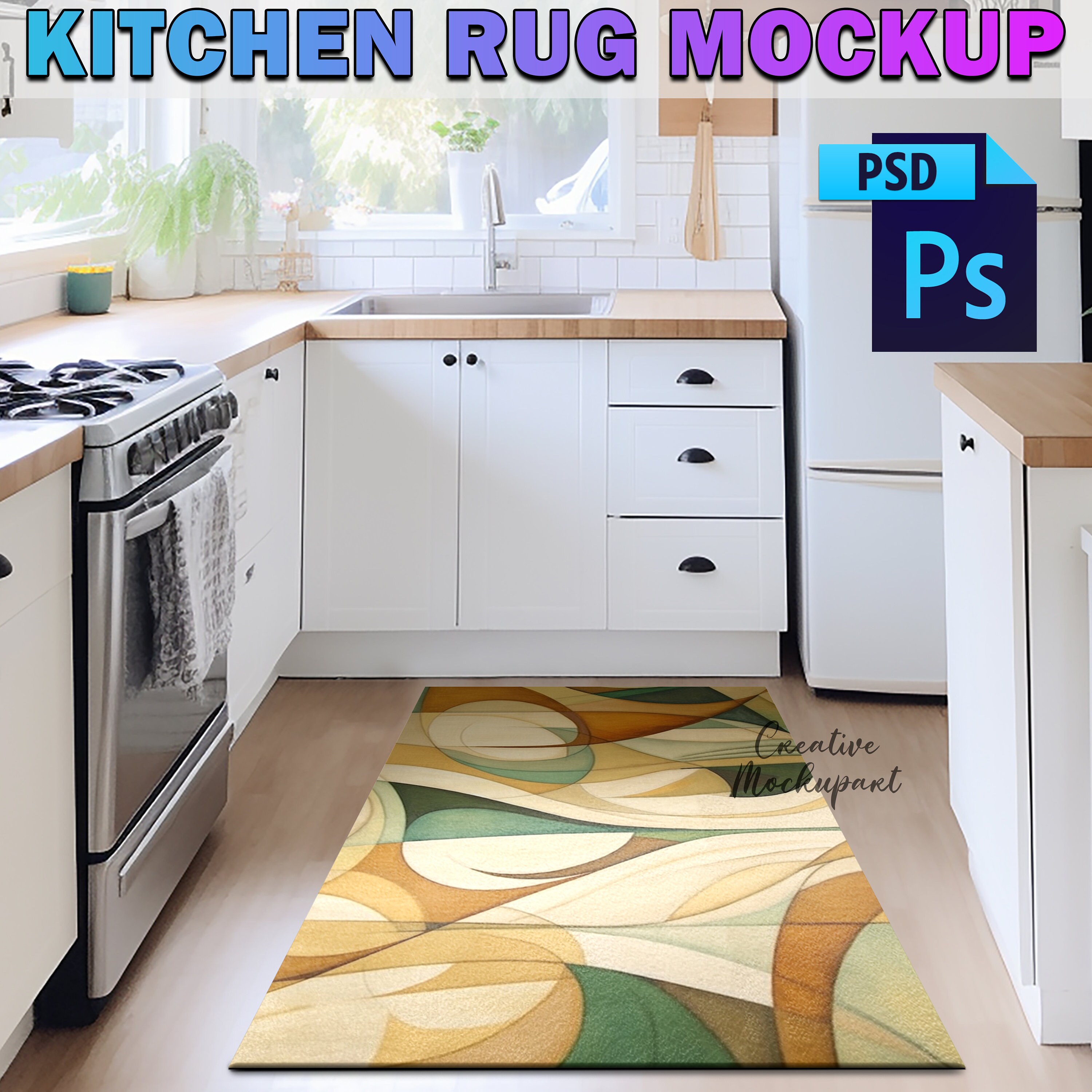 Kitchen Rug Mockup | PSD Kitchen Carpet Mockup | PSD Rug Mockups ...