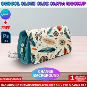 Canva School Cloth Case Mockup, Kids Pencil Case Mockup for Sublimation ...