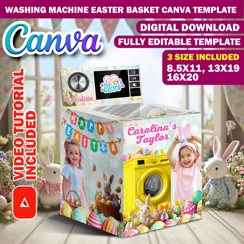 Top Load Washing Machine Gift Box Canva Design Template, Foam Board ...